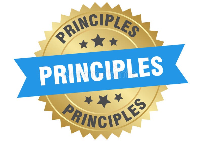 Principles. Principles Round Blue and Gold Label Isolated on ...