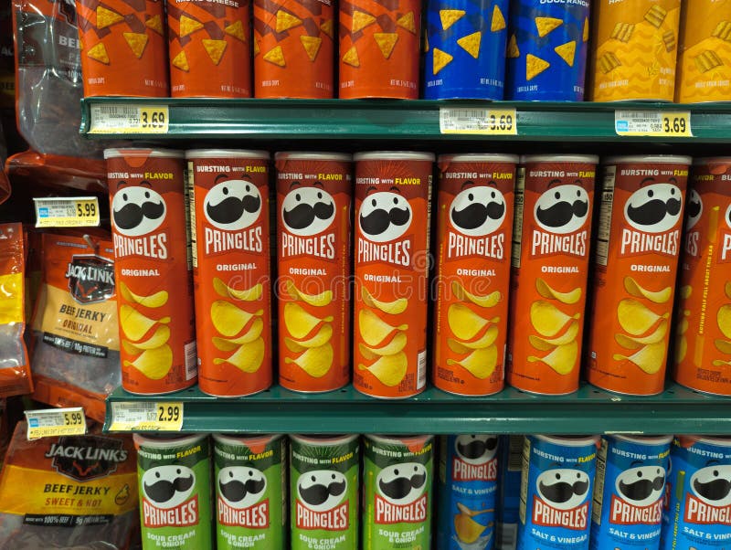 Pringles Chips Snacks on Store Shelf Harris Teeter Editorial ...