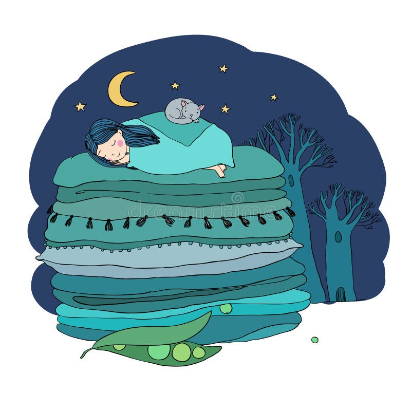 Prinses op de Erwt vector illustratie. Illustration of klaren - 78262704