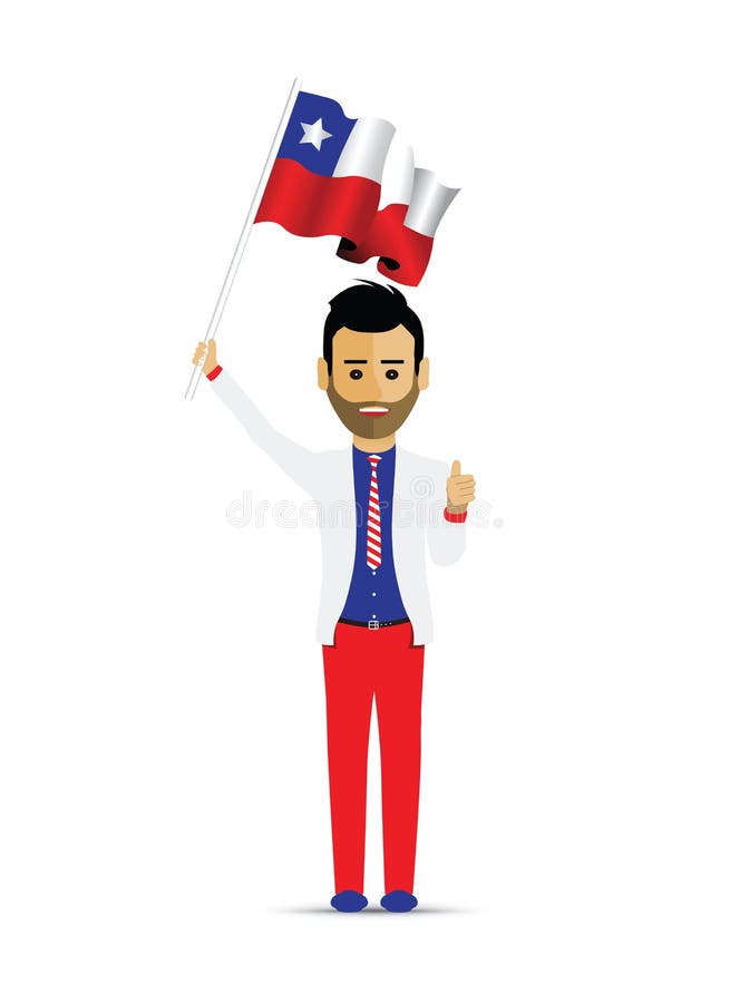 Chile Flag Waving Man and Woman Stock Vector - Illustration of fashion ...