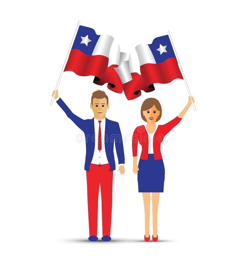 Chile Flag Waving Man and Woman Stock Vector - Illustration of ...