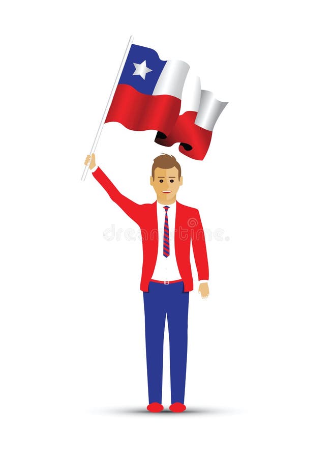 Chile flag waving man stock vector. Illustration of pole - 127113691