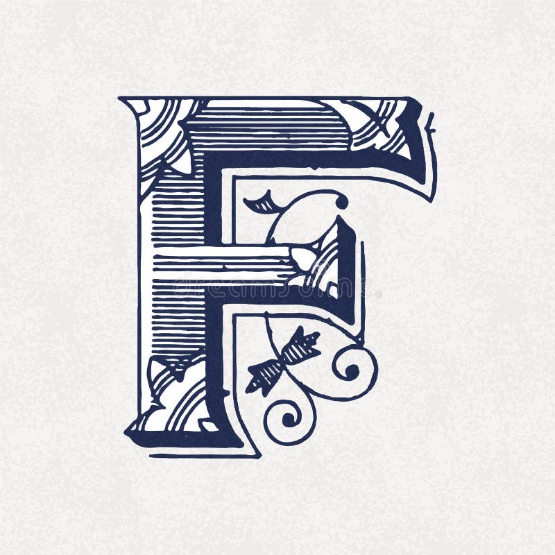 Capital Letter F Vintage Typography Style Stock Vector - Illustration ...