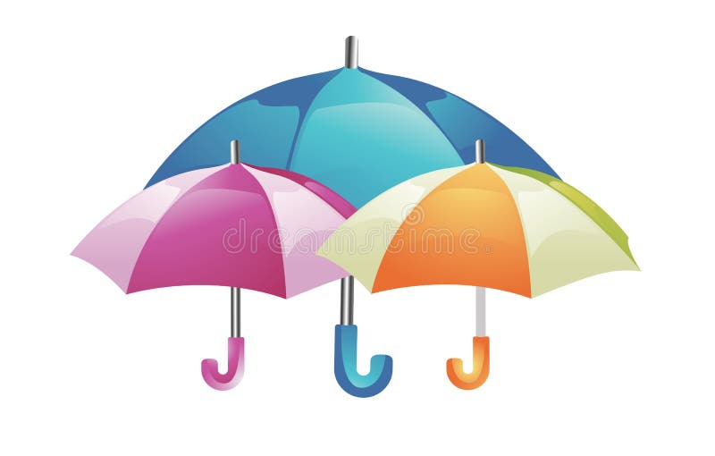 Three colorful umbrellas stock illustration. Illustration of fashion - 128396407