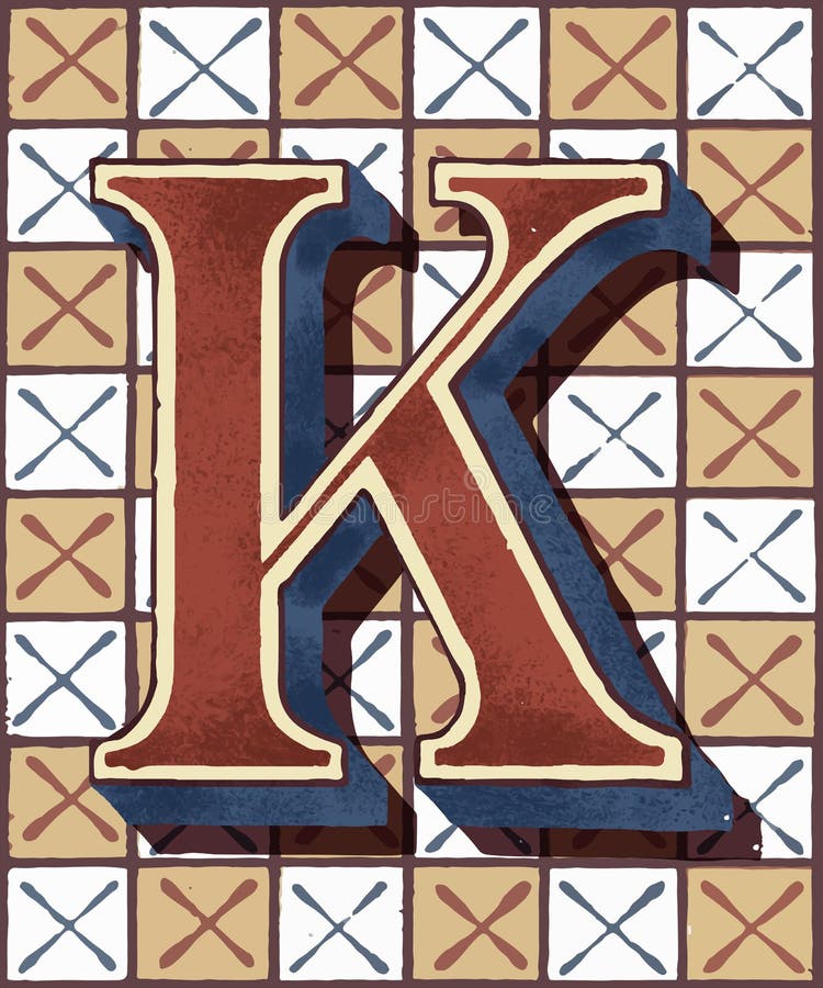 Capital Letter K Vintage Typography Style Stock Vector - Illustration ...