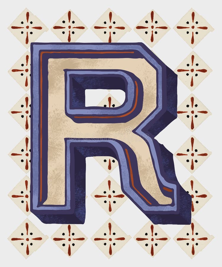 Capital Letter R Vintage Typography Style Stock Vector - Illustration ...