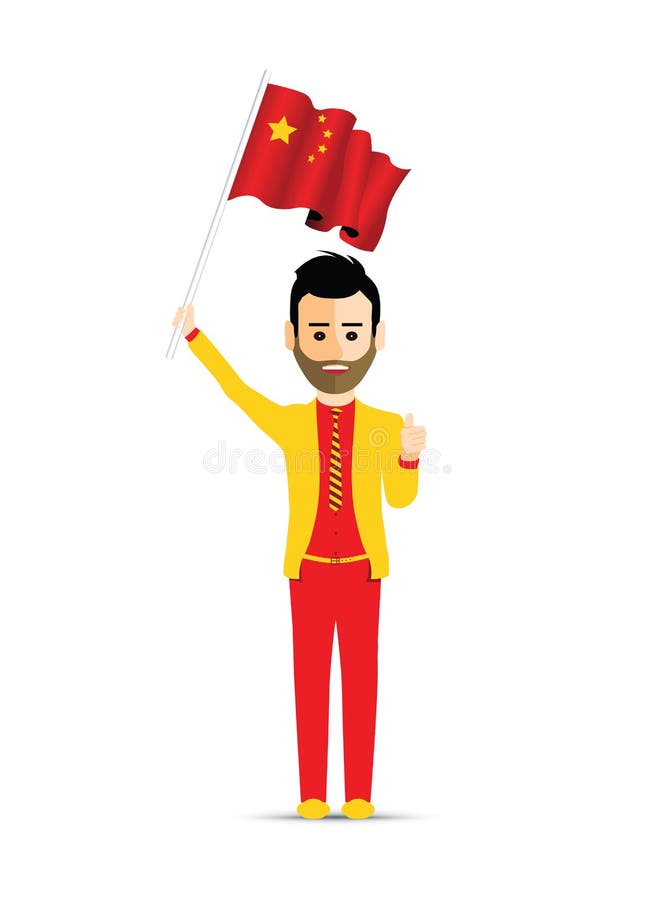China flag waving man stock vector. Illustration of country - 128945376