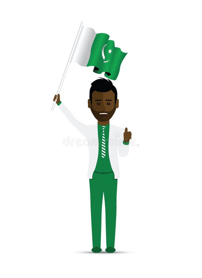 Pakistan flag waving man stock vector. Illustration of colored - 128945814