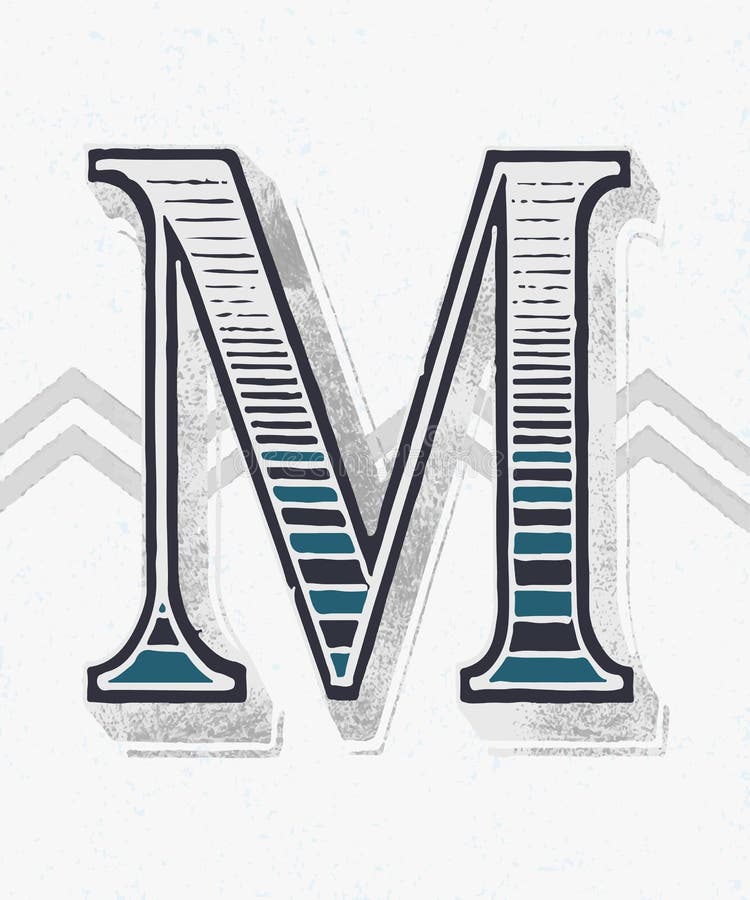 Capital Letter M Vintage Typography Style Stock Illustration ...