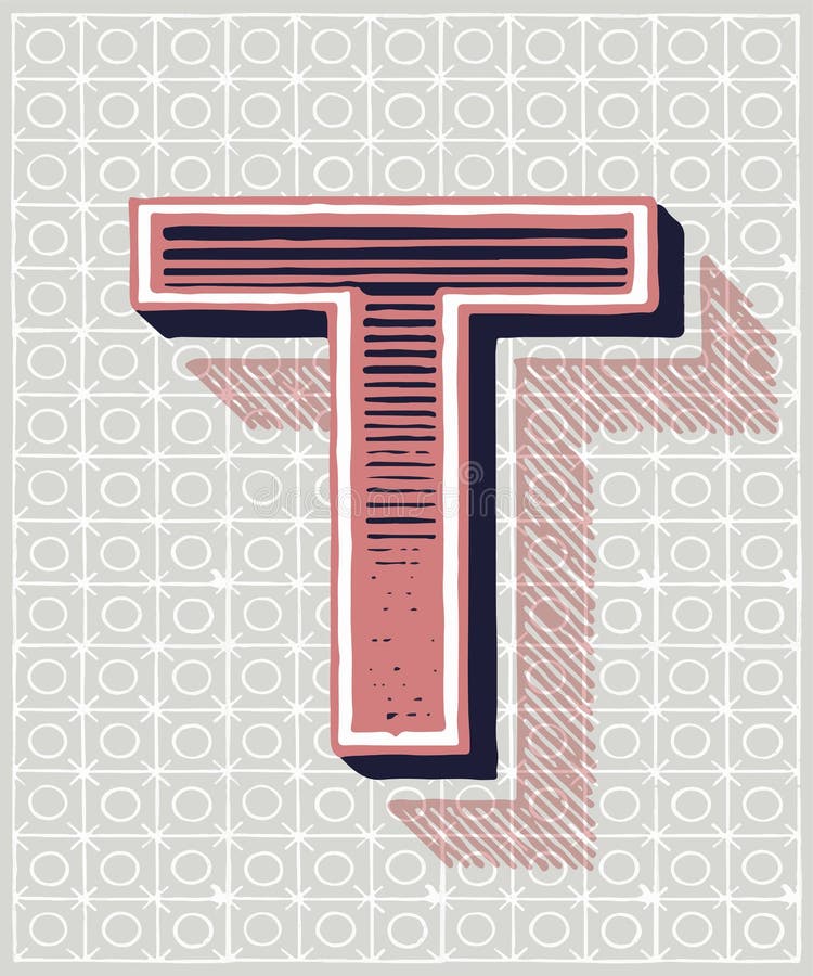 Capital Letter T Vintage Typography Style Stock Vector - Illustration ...