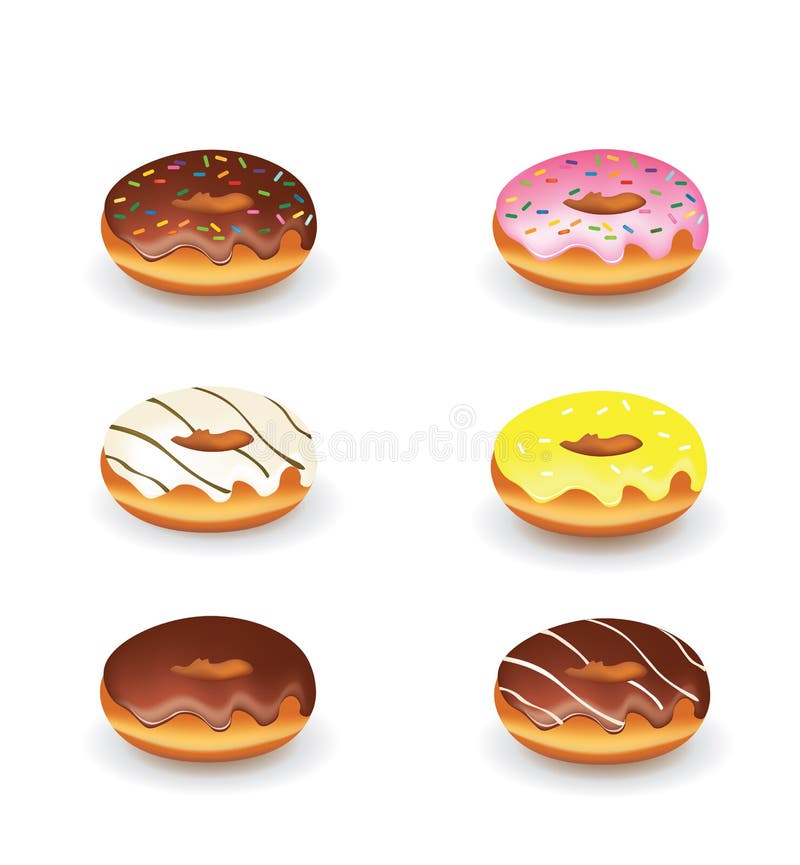 Set of Four Decorated Donuts Stock Vector - Illustration of food, fresh ...