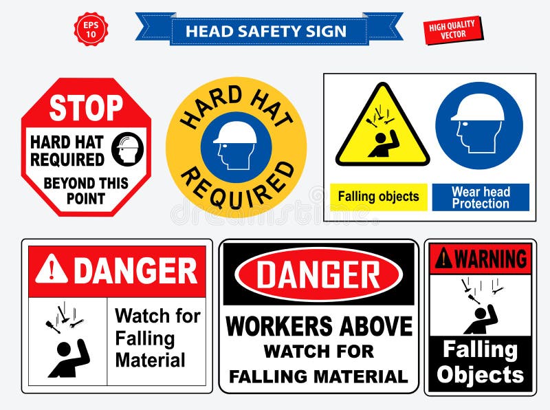 Set of safety head sign. stock vector. Illustration of isolated - 132214184