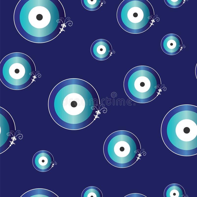 Seamless Pattern Blue Evil Eye Vector Stock Vector - Illustration of ...