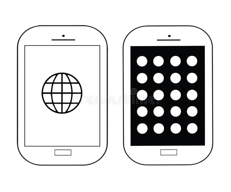 Set of Two Mobile Phones Vector Black and White Stock Vector ...
