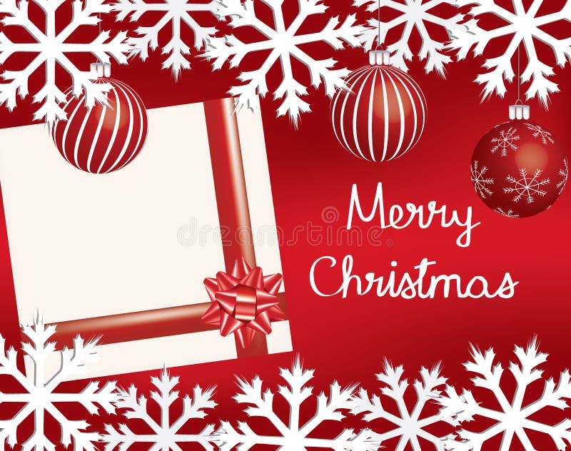 Red Christmas card stock vector. Illustration of snow - 132524252