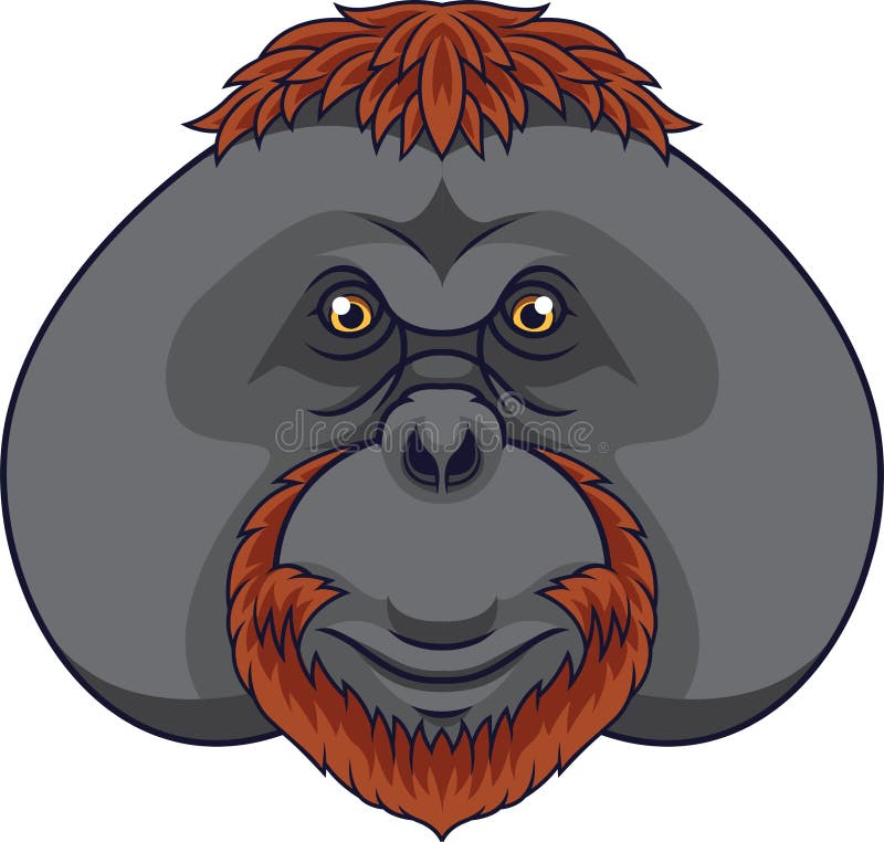 Cartoon Orangutan Head Mascot Stock Vector - Illustration of animal ...