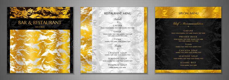 Design Restaurant Menu Template with Gold Floral Border Frame Black ...