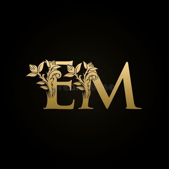 Gold Luxury Floral Crests EM Letter Logo Stock Illustration ...