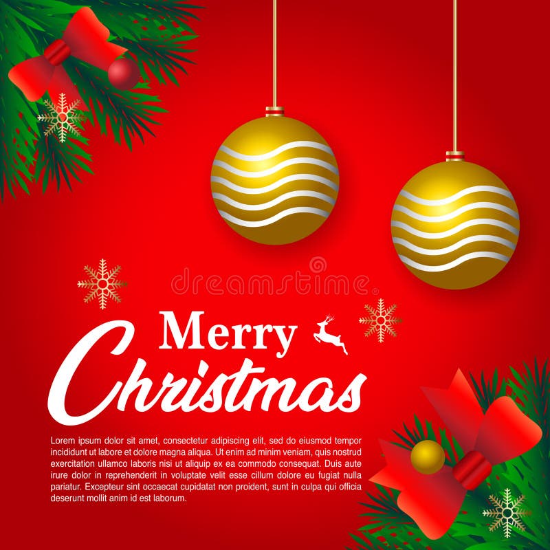 Christmas Red Card Background with Ornaments Vector Stock Vector ...