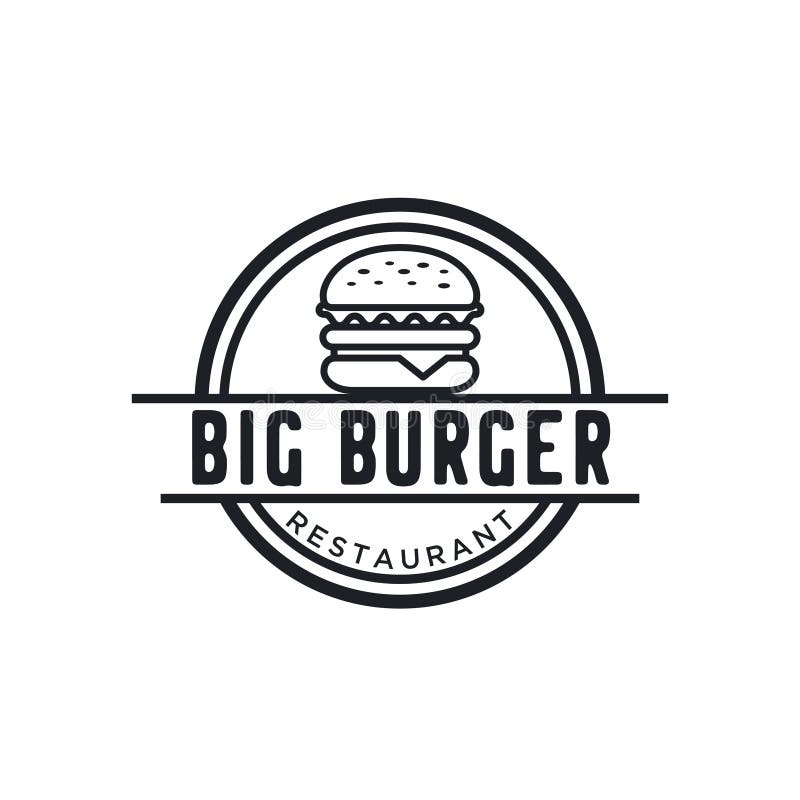 Burger Logo Design Inspiration with Hipster Drawing Style - Vector ...