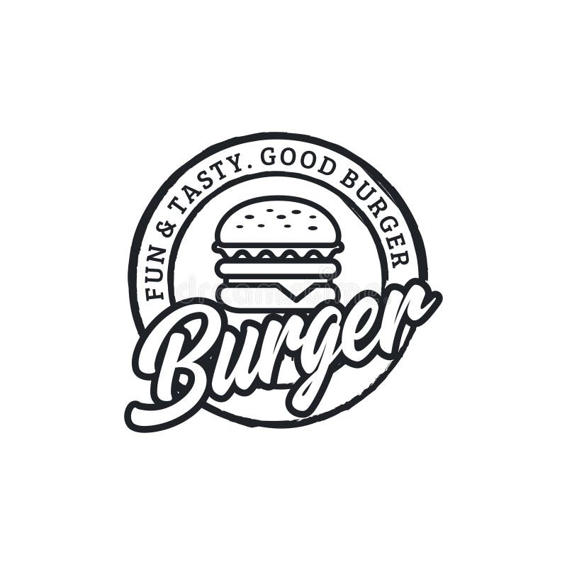 Burger Logo Design Inspiration with Hipster Drawing Style - Vector ...