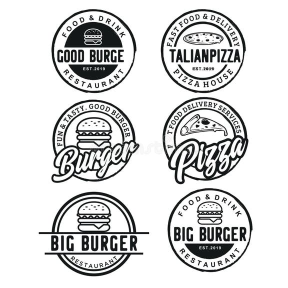 Burger Logo Design Inspiration with Hipster Drawing Style - Vector ...