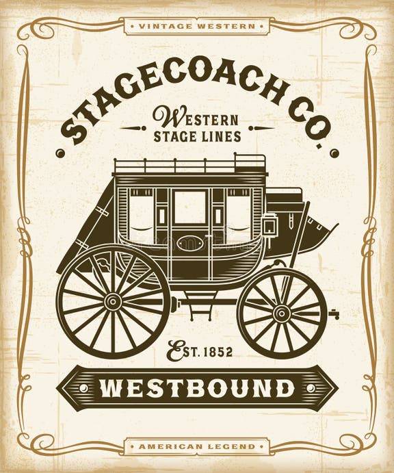 Vintage Western Stagecoach Label Graphics Stock Vector - Illustration ...
