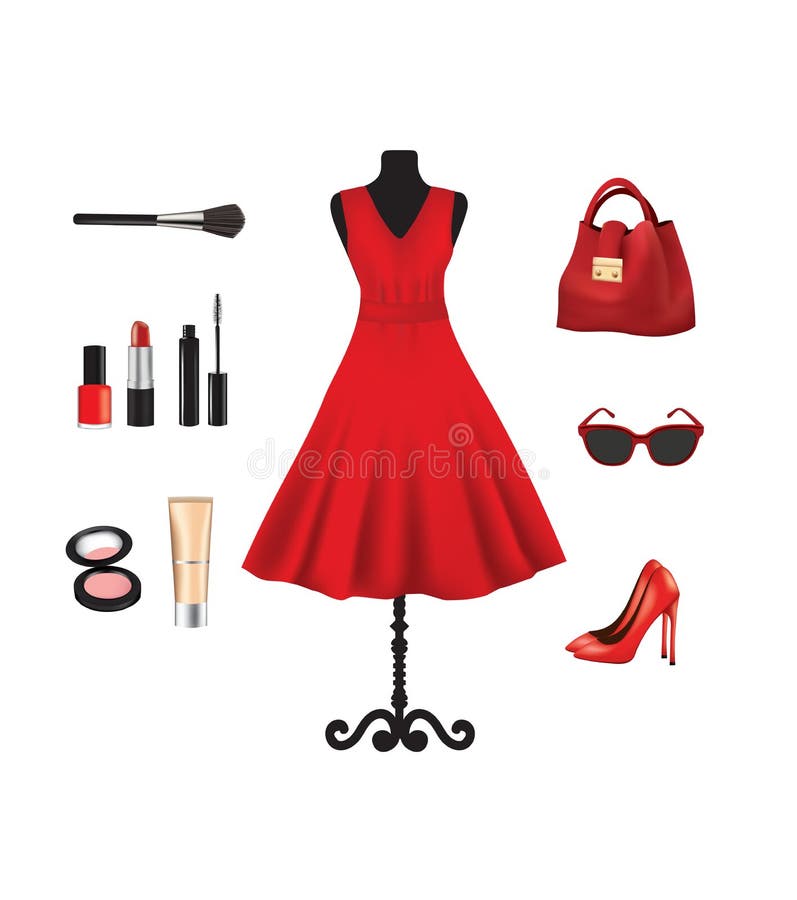 Red woman dress stock vector. Illustration of bride - 261186798