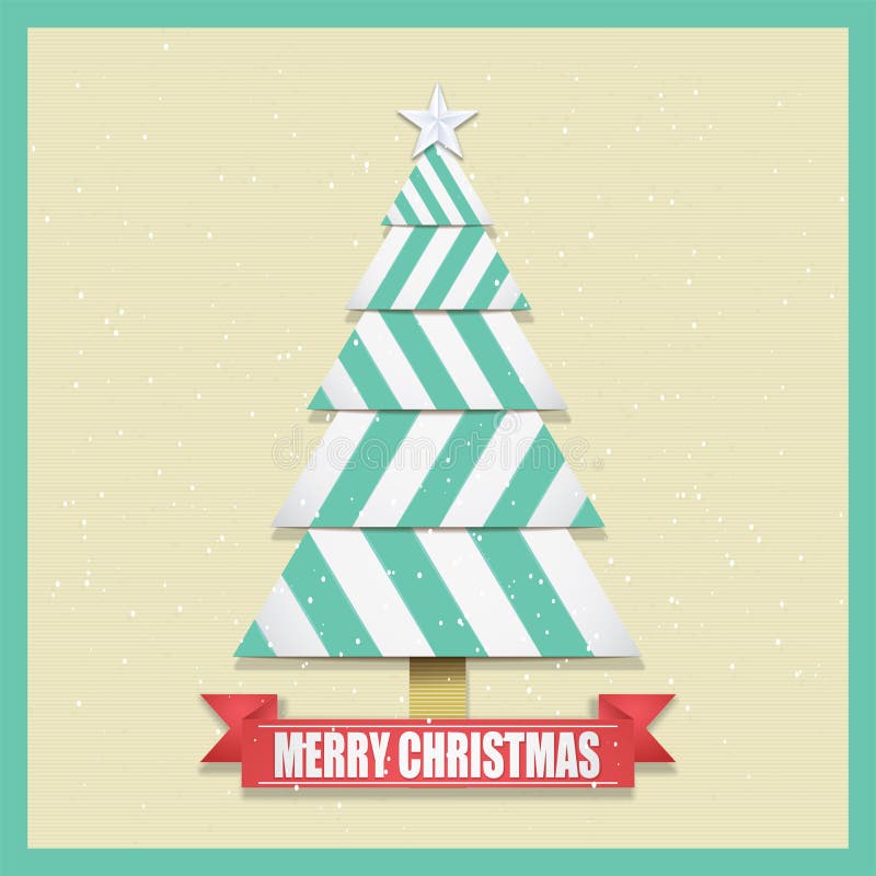 Christmas Tree Paper Cut and Craft Style . Stock Vector - Illustration ...