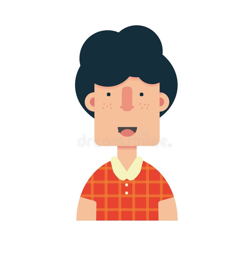 Curly boy stock illustration. Illustration of flat, vector - 134743547