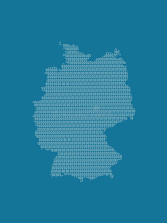 Germany Vector Map Using White Binary Digits on Dark Background To Mean ...