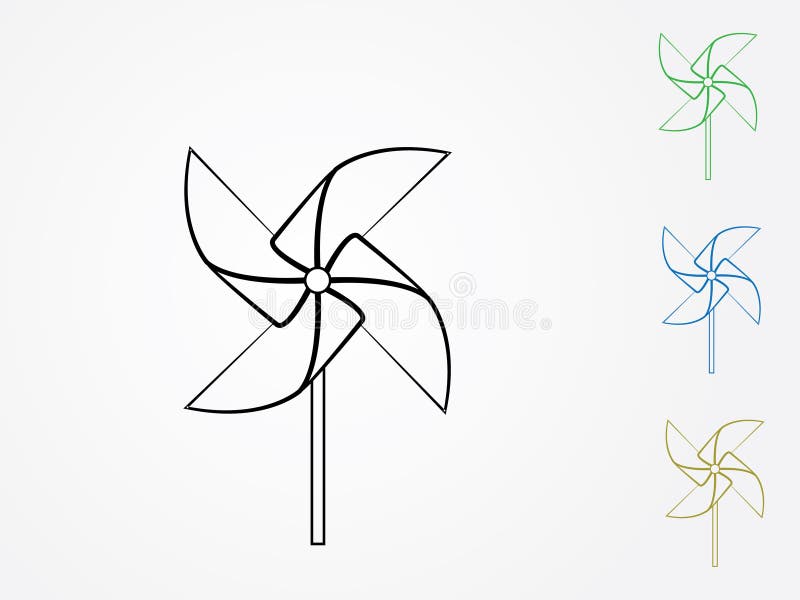 Colorful Pinwheel Icons or Logos Using Lines Vector Illustration on ...