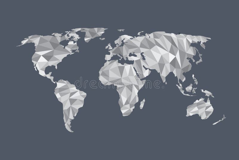 Low Poly World Map Vector of White Color Geometric Shapes or Triangles ...