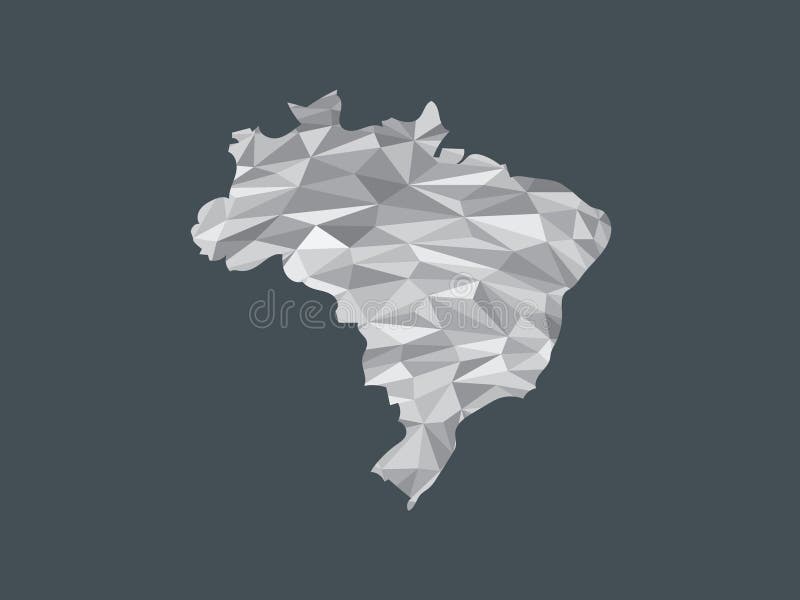 White Color Brazil Low Poly Vector Map with Geometric Shapes or ...