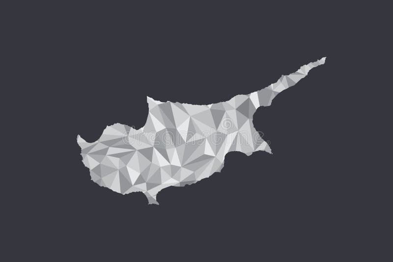 Low Poly Cyprus Map Vector of White Color Geometric Shapes or Triangles ...