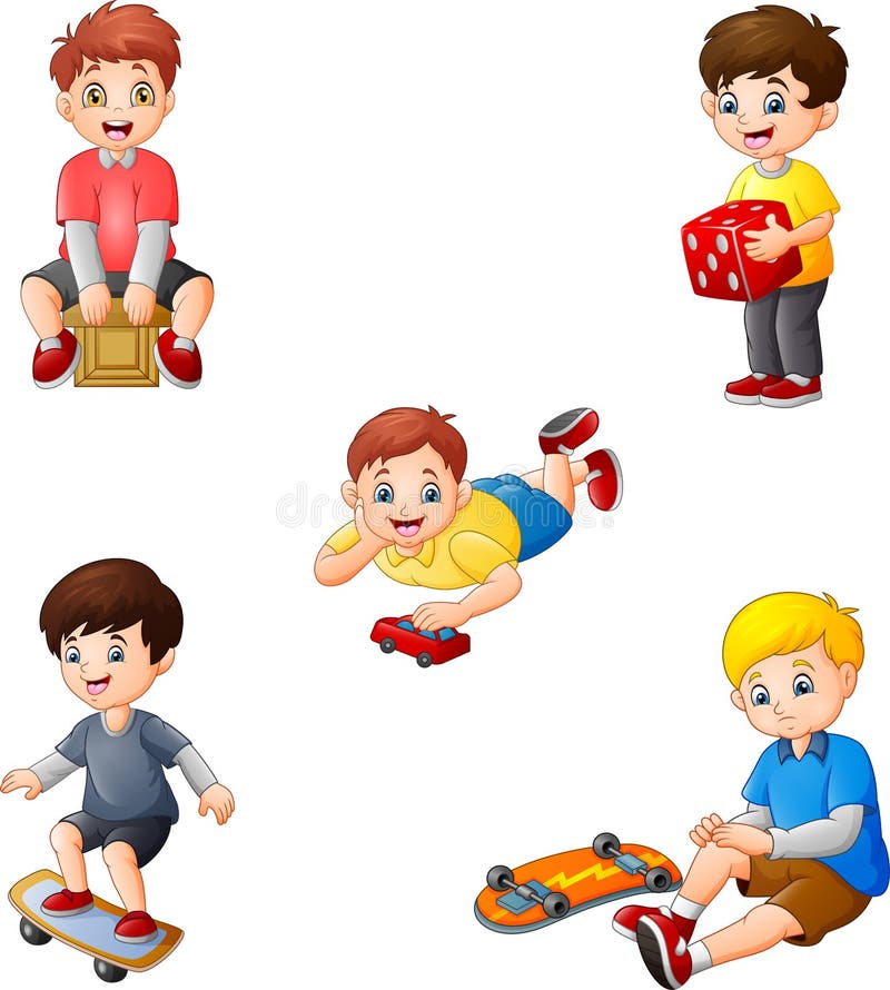 Cartoon Kids with Different Hobbies Collection Set Stock Vector ...