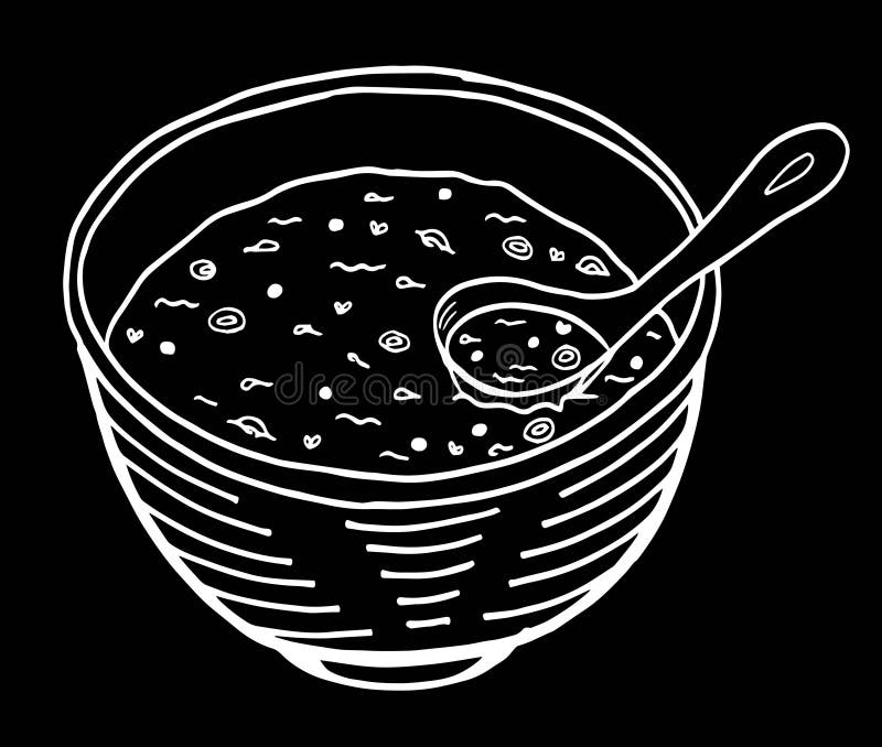 Simple Hand Drawn Doodle of a Bowl of Soup Stock Illustration ...