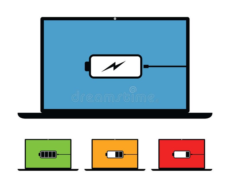 Computer Battery Icon, Linear Isolated Illustration, Thin Line Vector ...