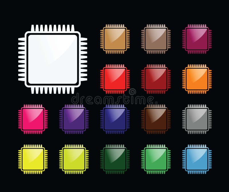 Computer chip icon stock vector. Illustration of information - 135456814