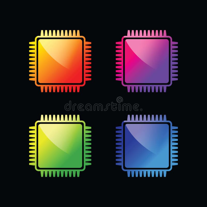 Computer chip icon stock vector. Illustration of black - 135456850