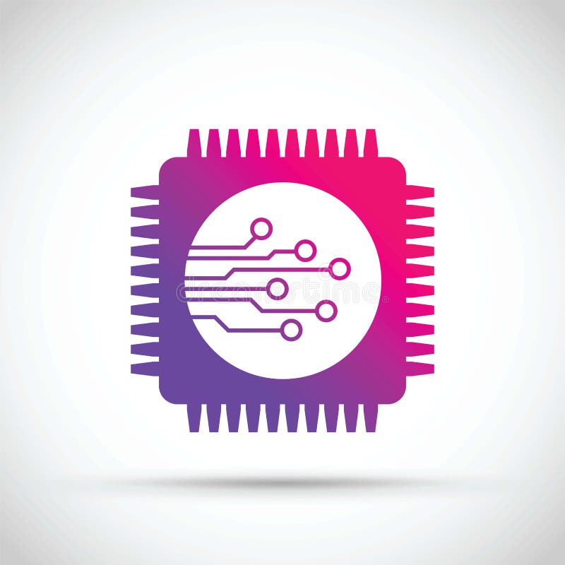 Computer chip icon stock vector. Illustration of digital - 135456885
