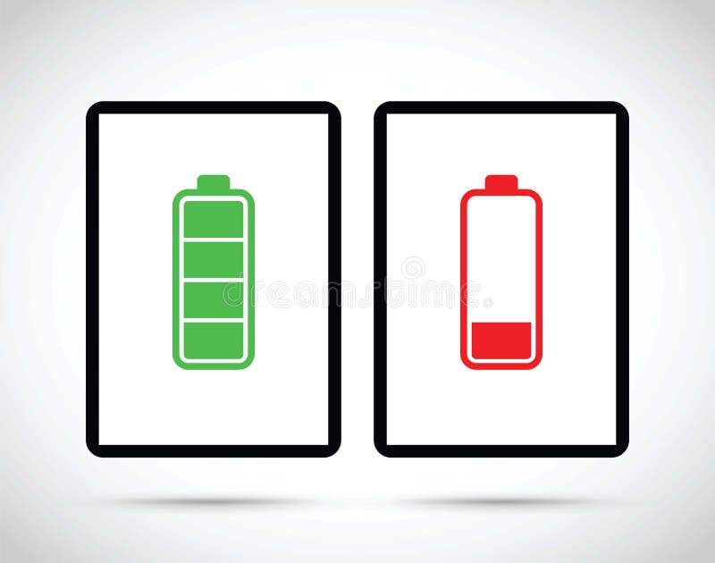 Tablet and Cell Phone Battery Charging Icon Stock Vector - Illustration ...