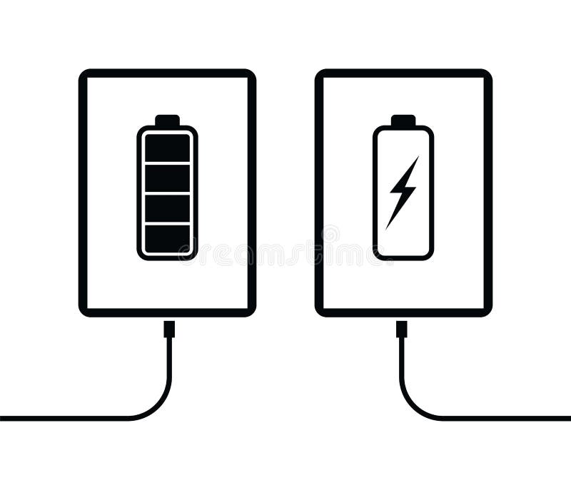 Tablet and Cell Phone Battery Charging Icon Stock Vector - Illustration ...