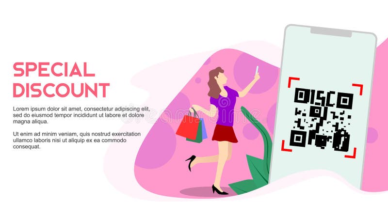 Scan Qr Code To Get Special Discount Women Shopping Holding and ...