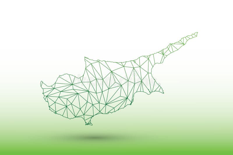 Cyprus Map with Divisions Using Green Lines on Light Background Vector ...