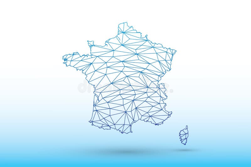 France Map Vector of Blue Color Geometric Connected Lines Using ...