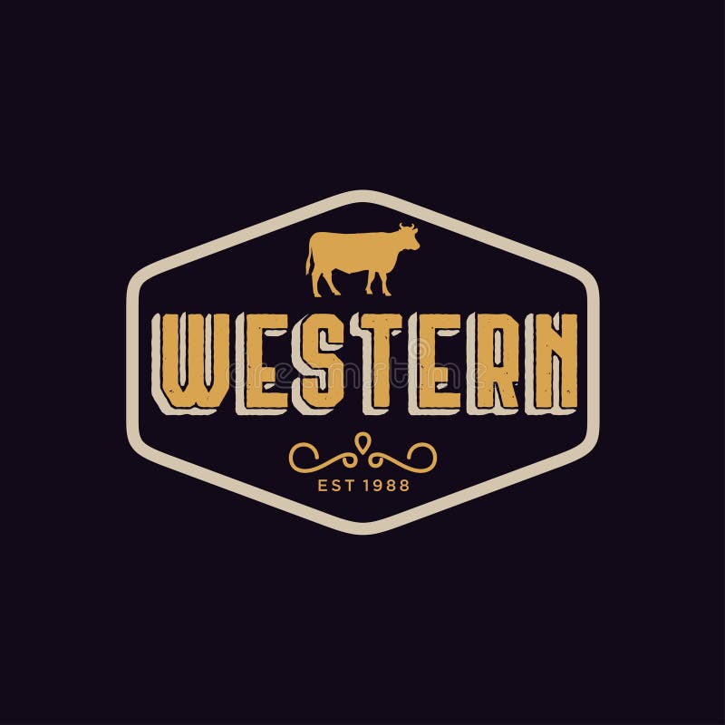 Western Logo American Cowboy Boots Hand Draw Grunge Style. Wild West ...