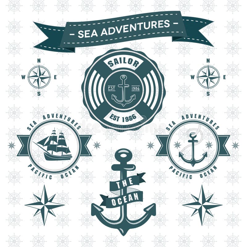 Ocean and Sea Anchor Themed Ship Logo Collection Stock Vector ...