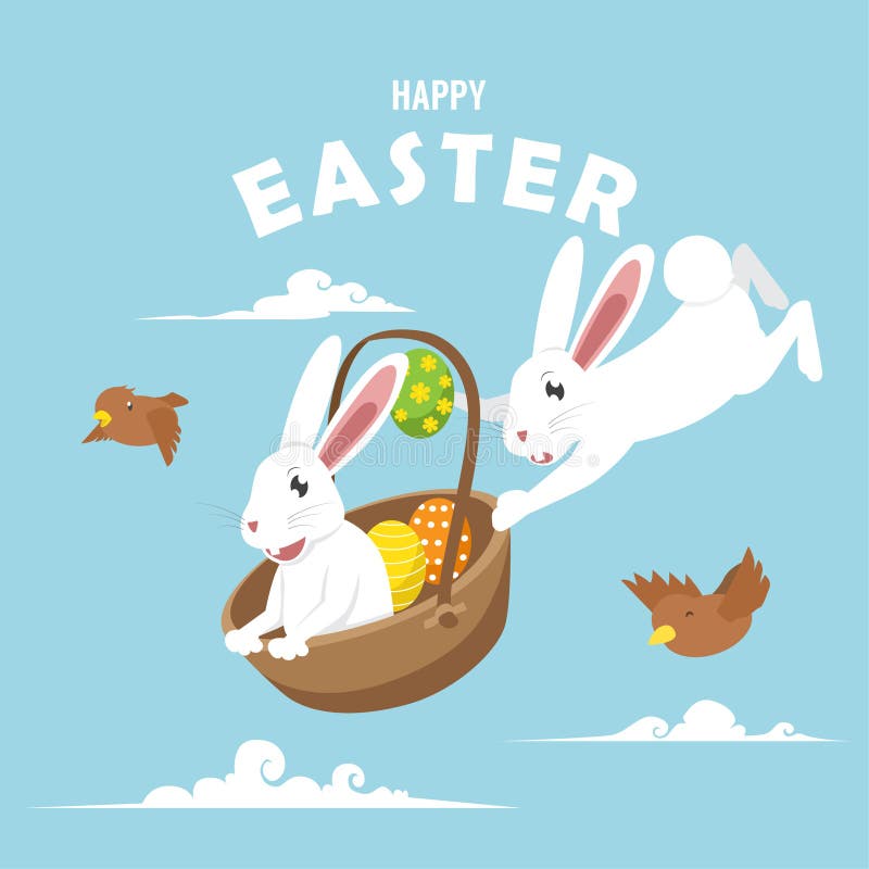 Flying Easter Rabbits stock vector. Illustration of adorable - 135916718