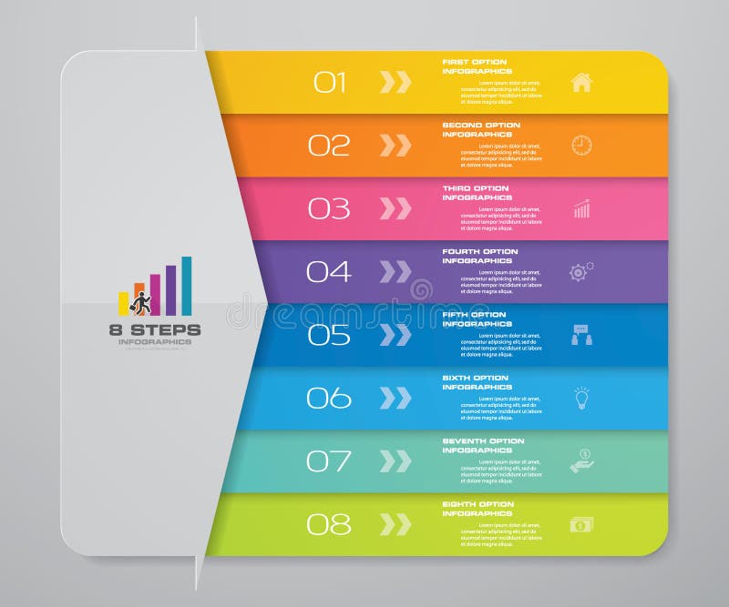 8 Steps Arrow Infographics Chart Design Element. for Data Presentation ...